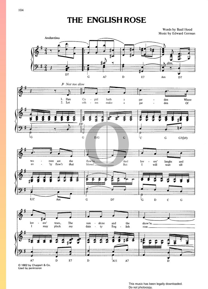 The English Rose (Edward German) Piano Sheet Music - OKTAV