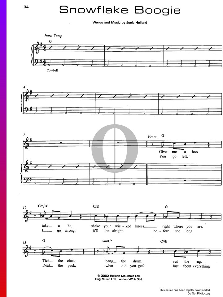 Snowflake Boogie (Jools Holland) Piano Sheet Music - OKTAV