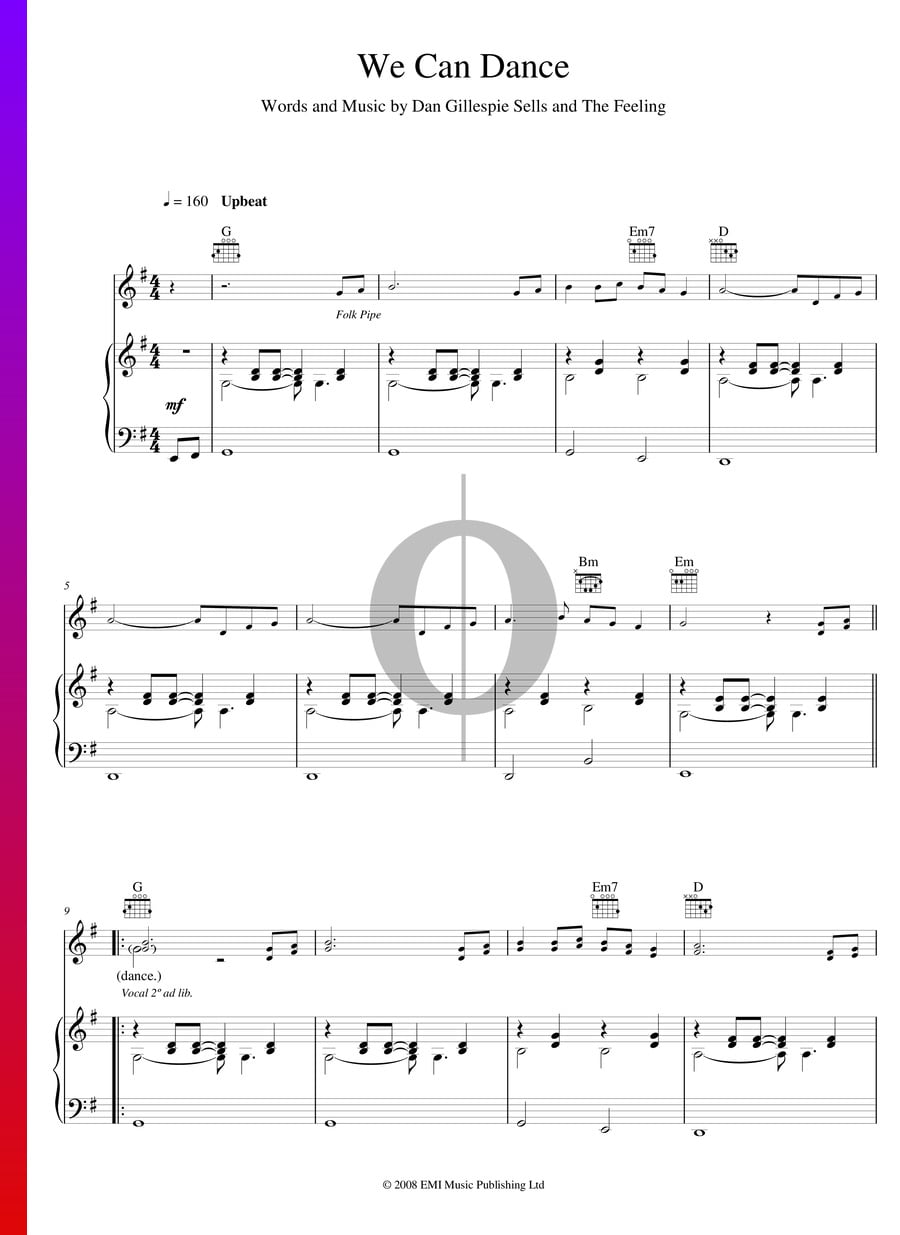 We Can Dance (The Feeling) Piano Sheet Music - OKTAV