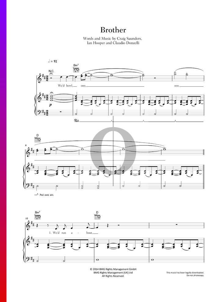 Brother (Mighty Oaks) Piano Sheet Music - OKTAV