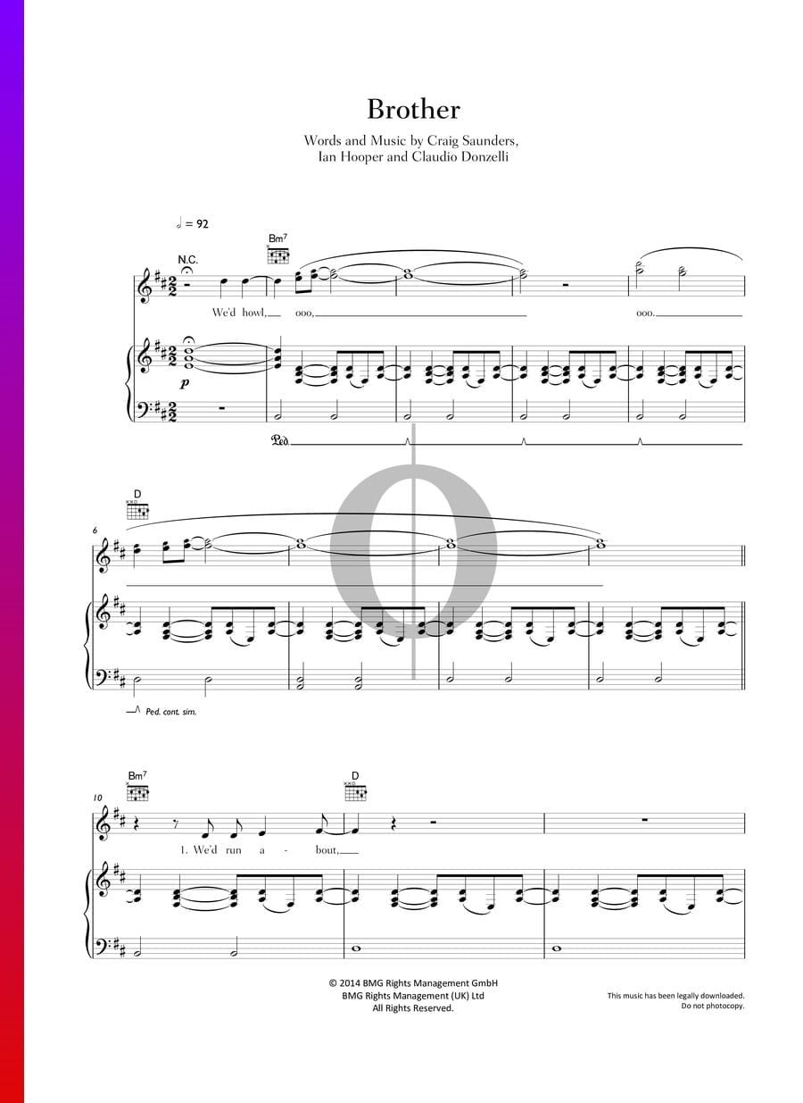 Brother (Mighty Oaks) Piano Sheet Music - OKTAV