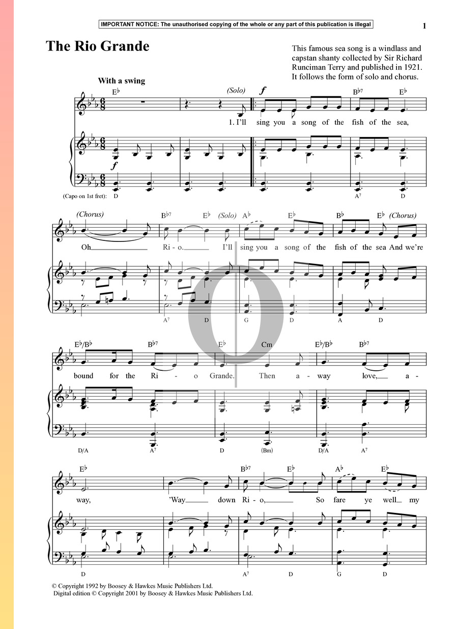 The Rio Grande (Anonymous) Piano Sheet Music - OKTAV