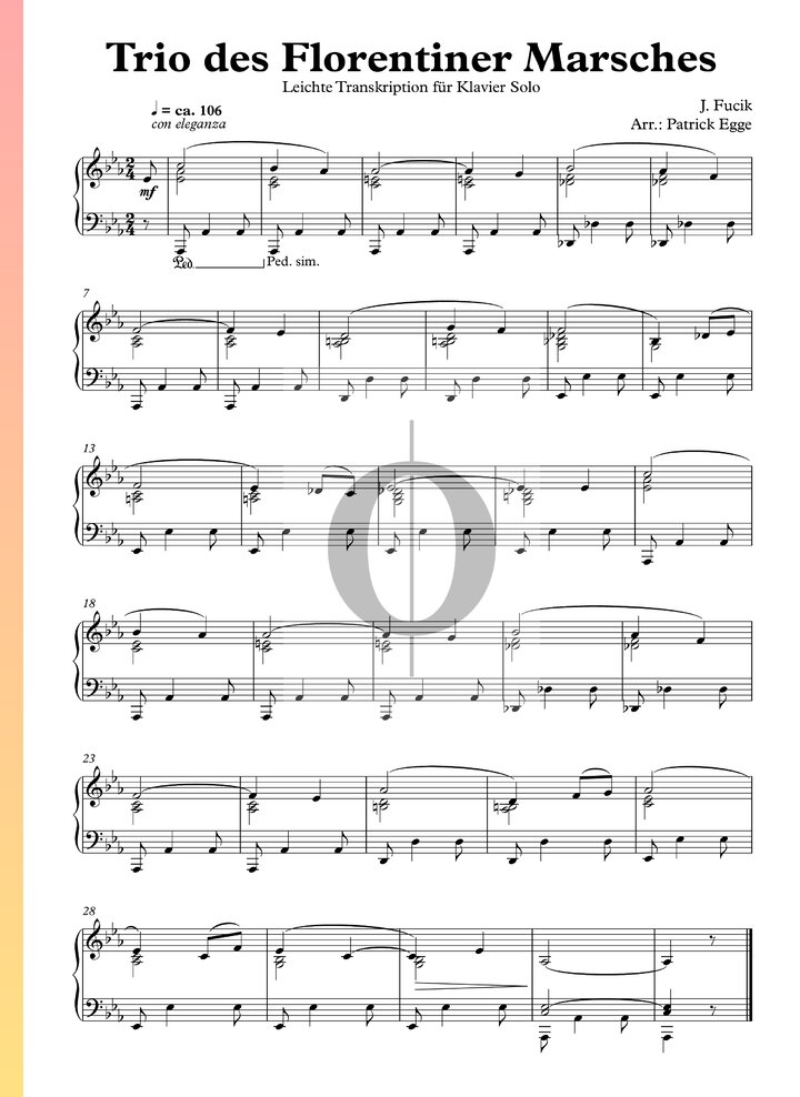 Florentiner Marsch: Trio (Julius Fučík) Piano Sheet Music - OKTAV