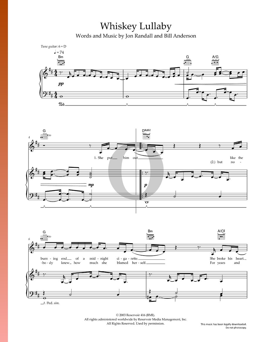 Whiskey Lullaby (Brad Paisley) Piano Sheet Music - OKTAV
