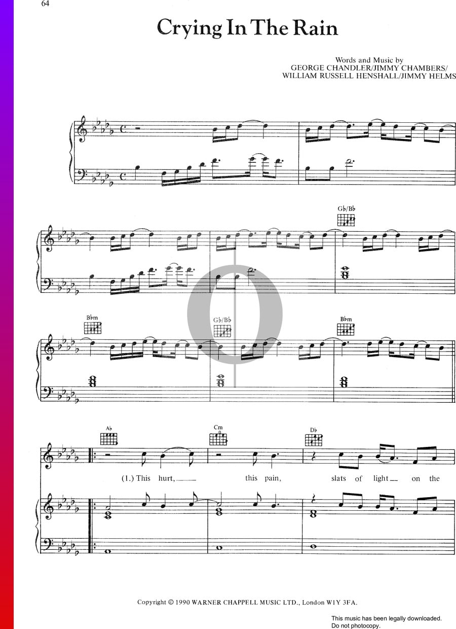 Crying In The Rain (Londonbeat) Piano Sheet Music - OKTAV