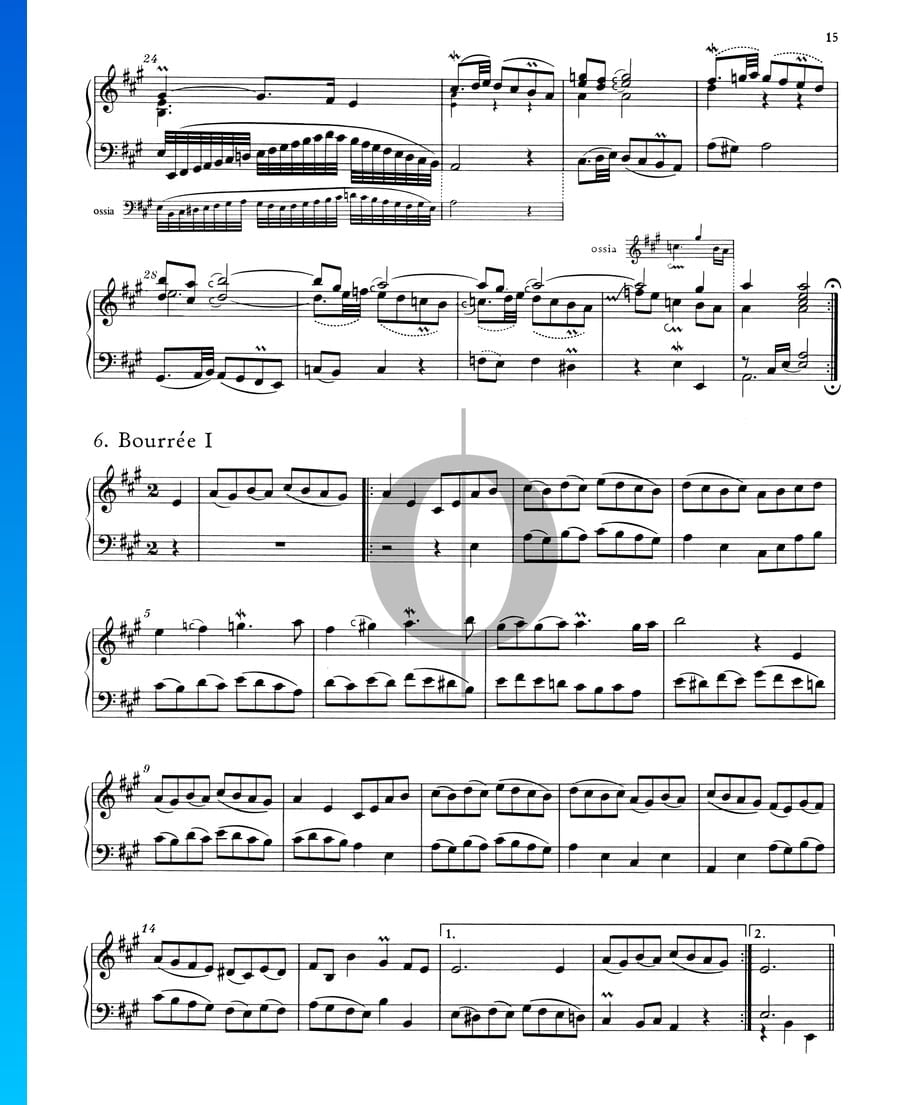 English Suite No. 1 A Major, BWV 806: 6./7. Bourrée I and II Sheet Music (Piano Solo) | PDF ...