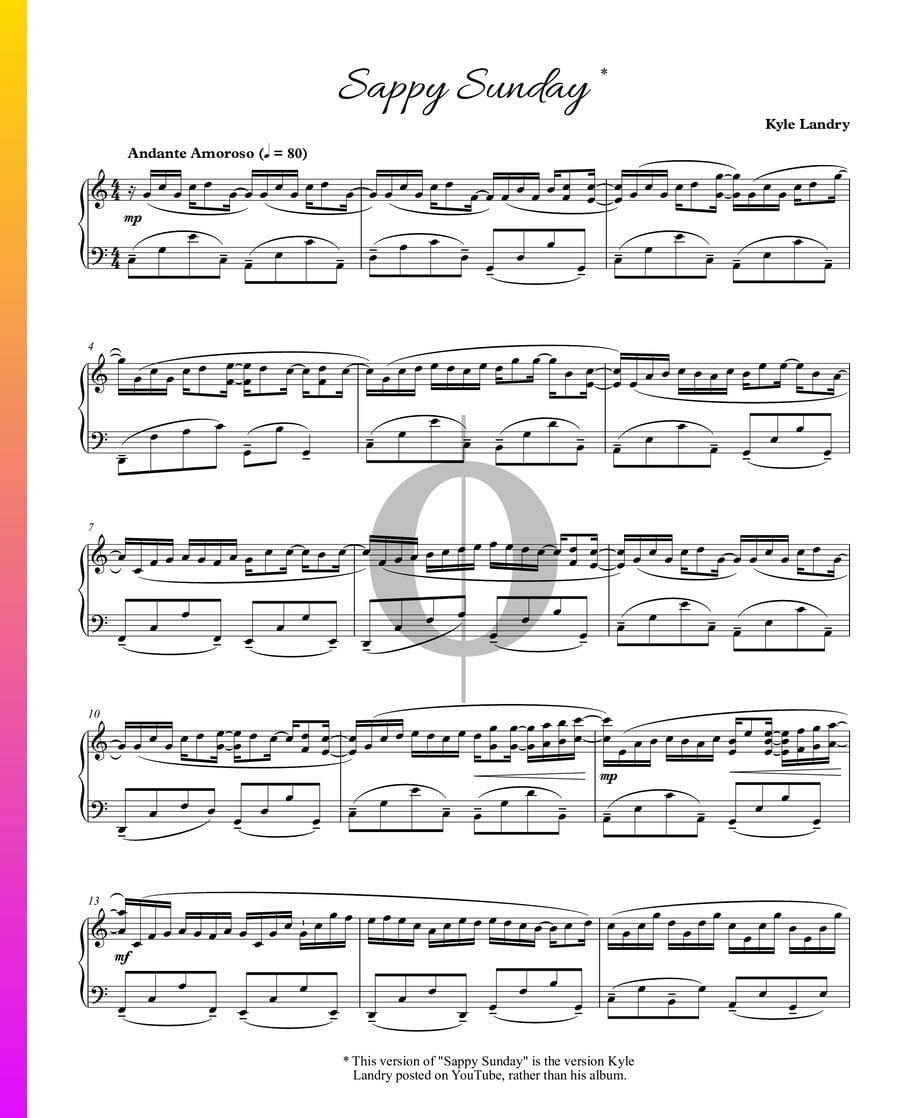 Sappy Sunday (Kyle Landry) Piano Sheet Music - OKTAV