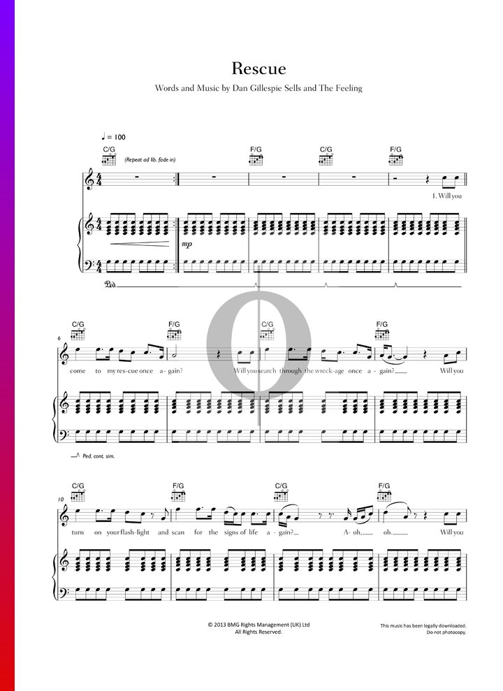 Rescue (The Feeling) Piano Sheet Music - OKTAV