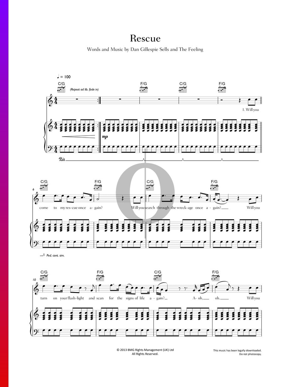 Rescue (The Feeling) Piano Sheet Music - OKTAV