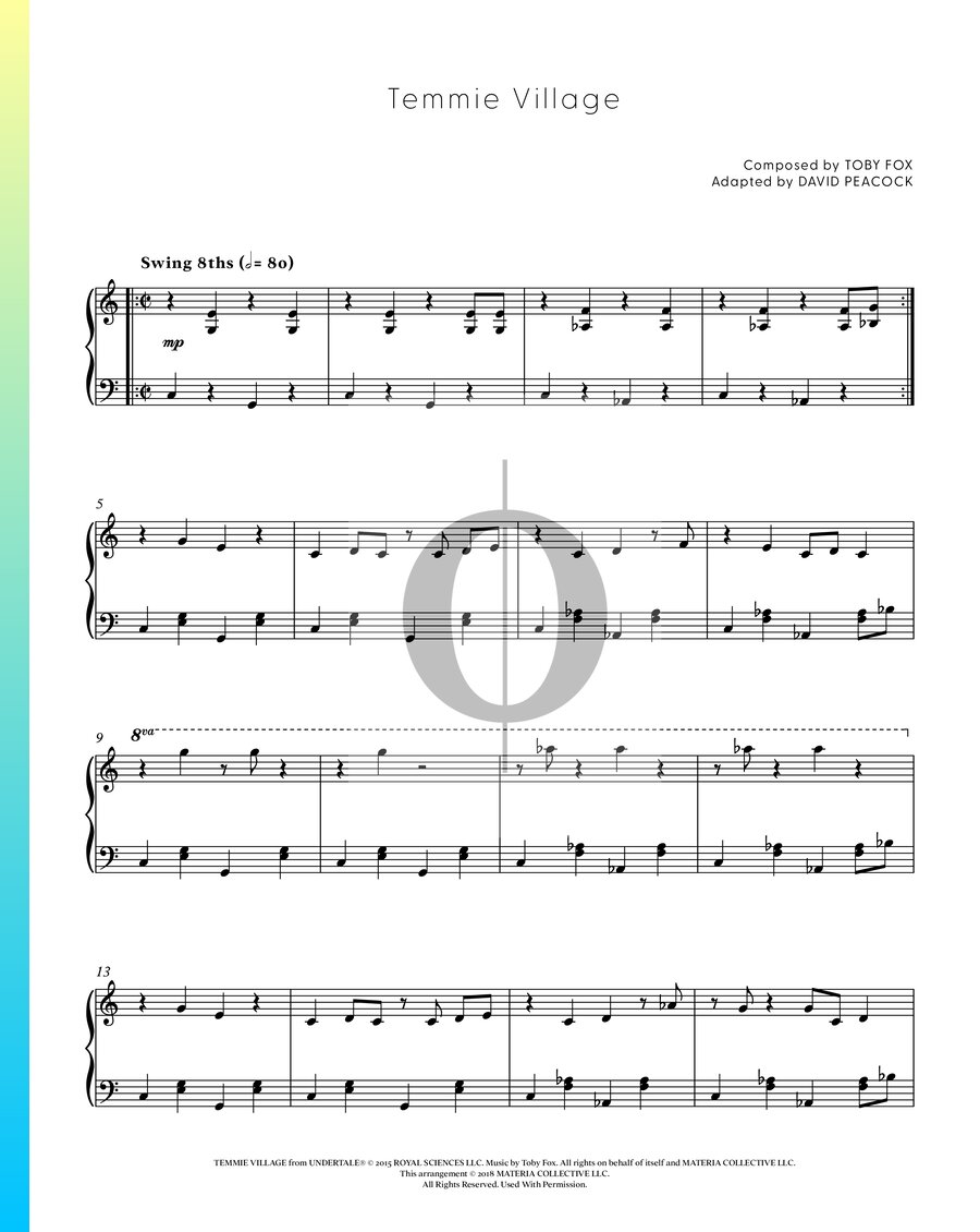 Temmie Village (Toby Fox) Piano Sheet Music - OKTAV
