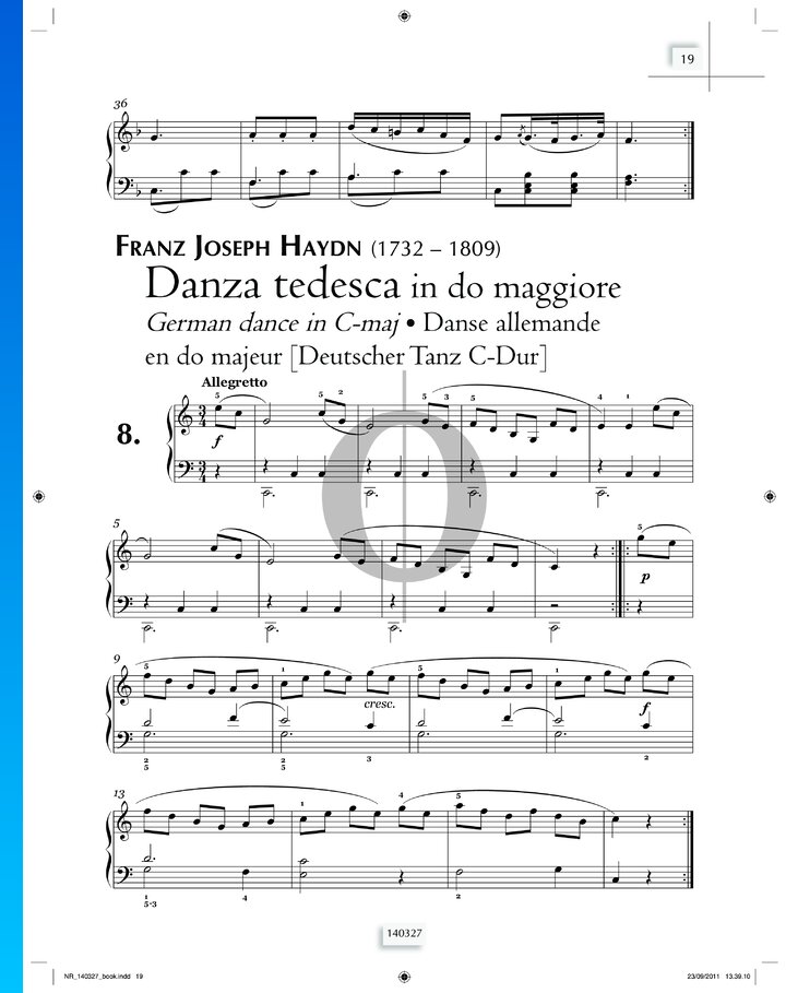 German Dance in C Major (Franz Joseph Haydn) Piano Sheet Music - OKTAV