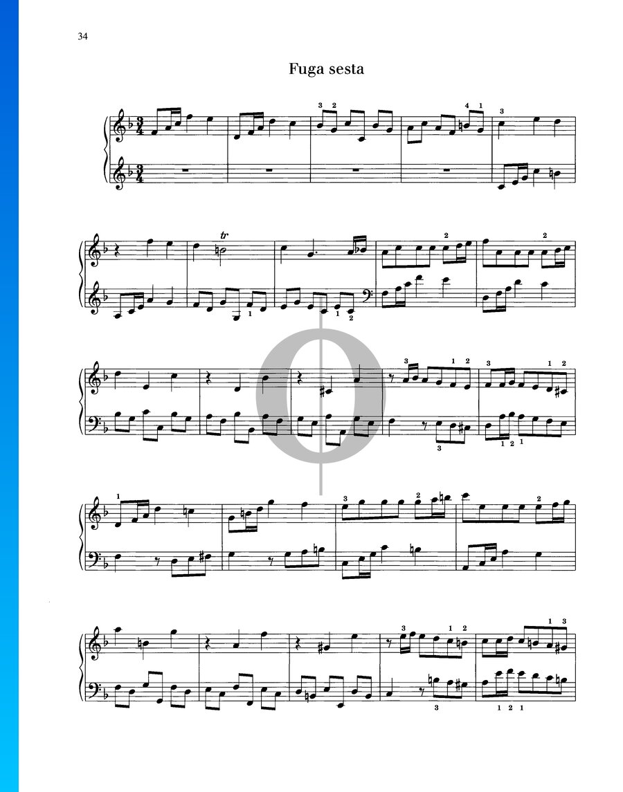 Fugue en Fa majeur, n°6 TWV 30 : 26 » Georg Philipp Telemann - Partitions de piano - OKTAV