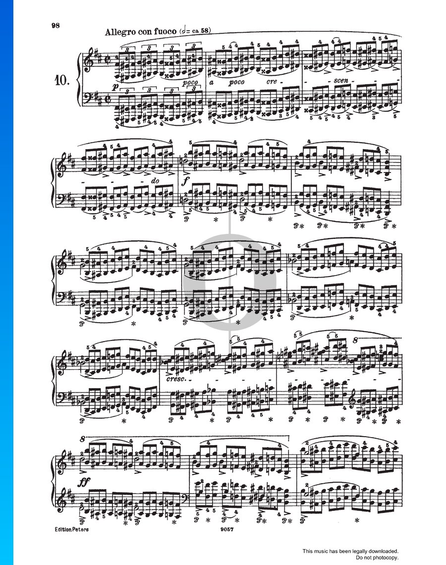 Étude in B Minor, Op. 25 No. 10 (Frédéric Chopin) Piano Sheet Music - OKTAV