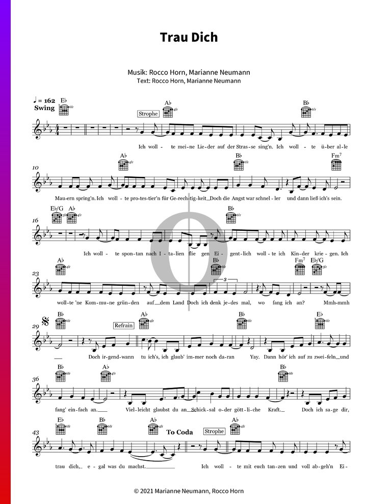 Trau Dich Sheet Music (Piano, Voice, Guitar) - PDF Download & Streaming ...