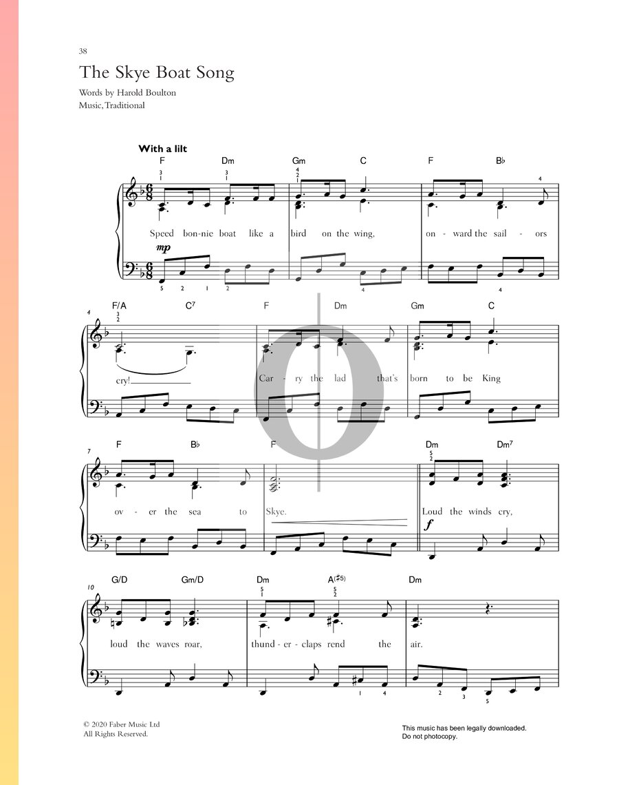 The Skye Boat Song (Anonymous) Piano Sheet Music - OKTAV