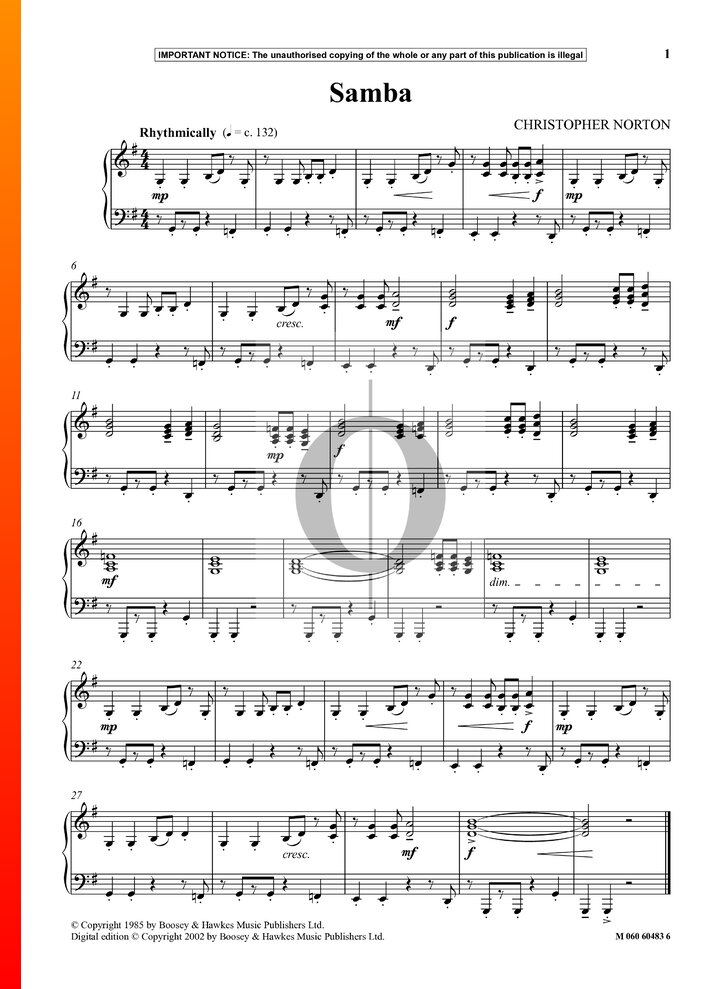 Samba (Christopher Norton) Piano Sheet Music - OKTAV