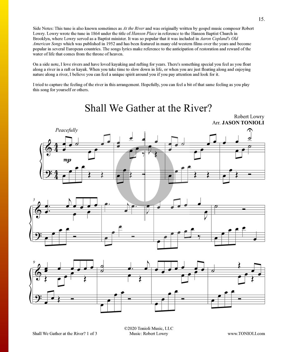 Shall We Gather At The River? (Robert Lowry) Piano Sheet Music - OKTAV