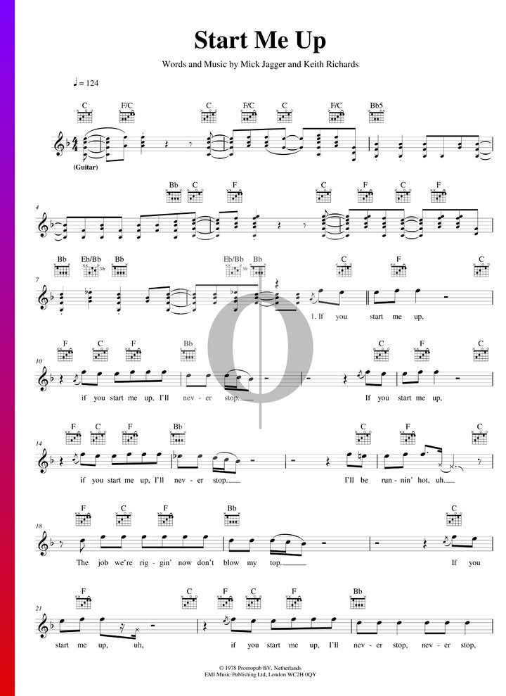 Start Me Up (The Rolling Stones) Piano Sheet Music - OKTAV