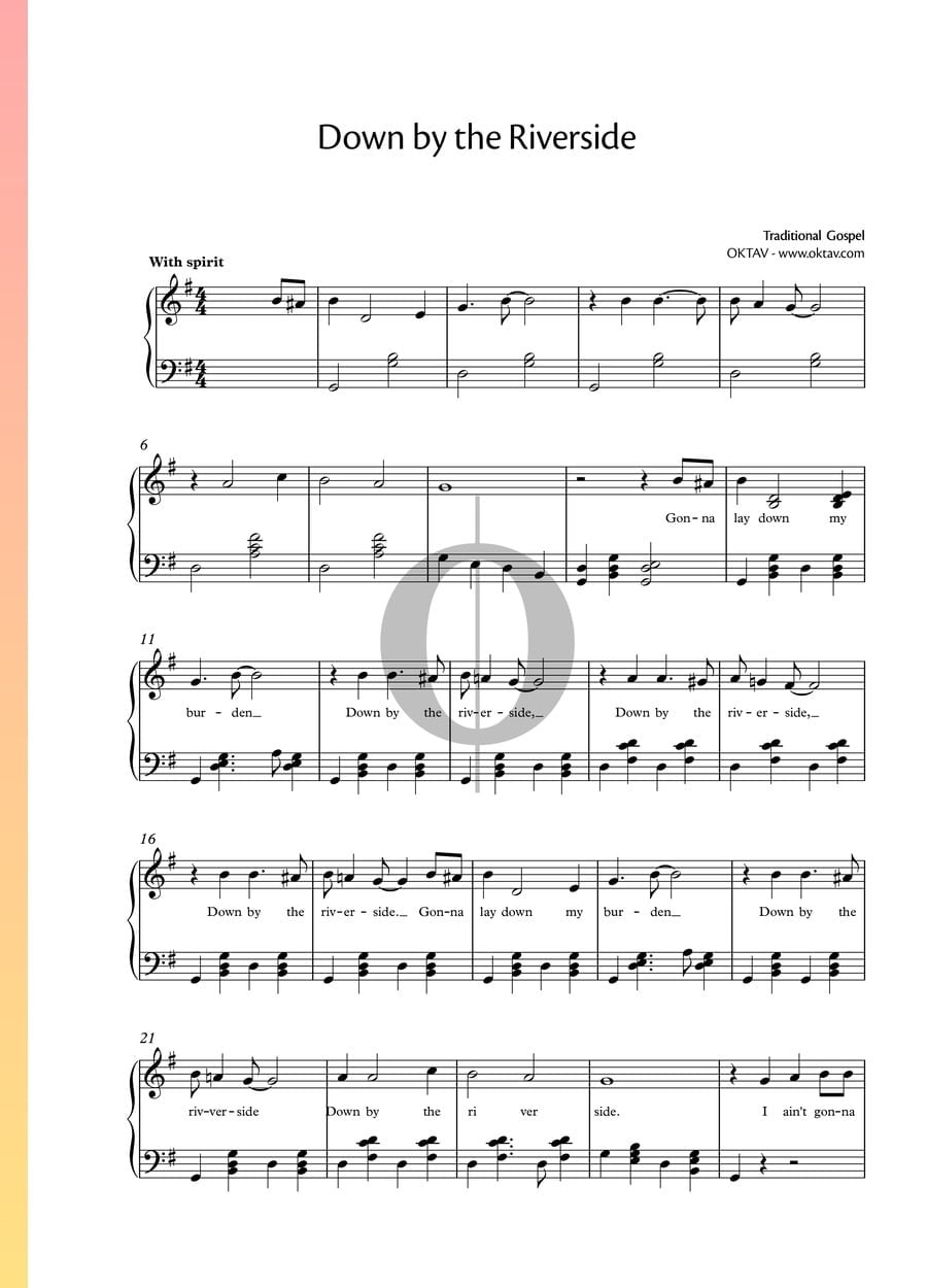 Down by the Riverside Klaviernoten (Anonymous) - OKTAV