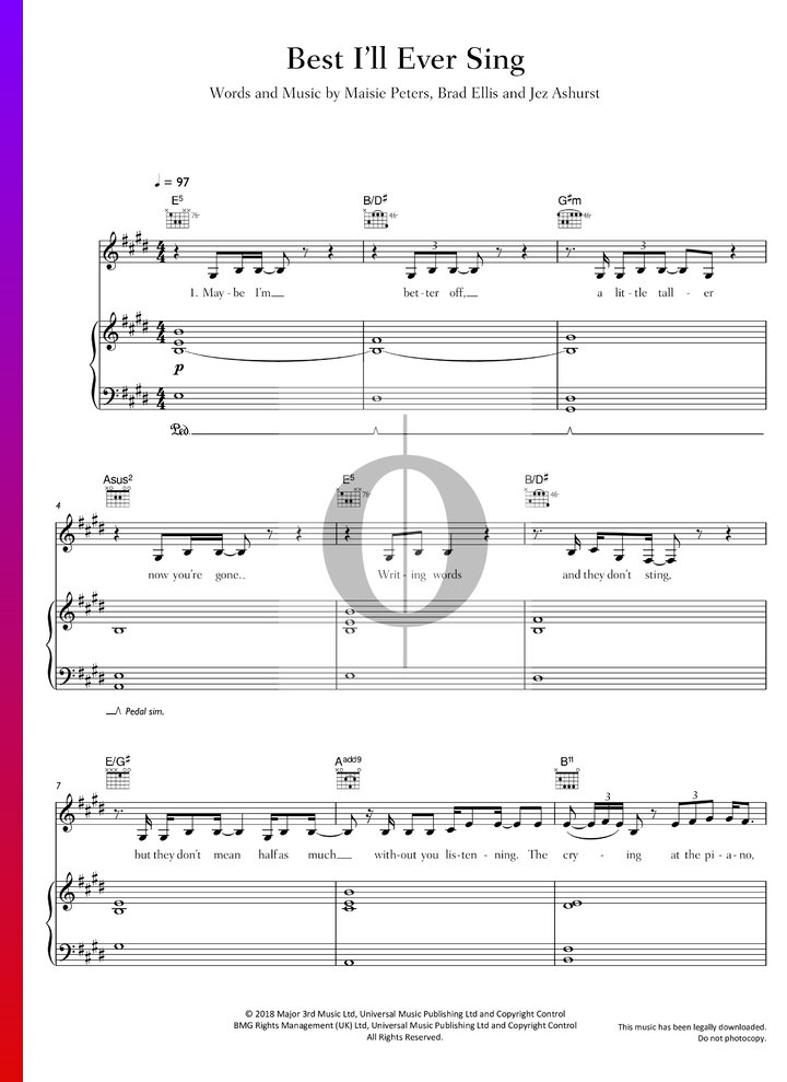 Best I'll Ever Sing (Maisie Peters) Piano Sheet Music - OKTAV