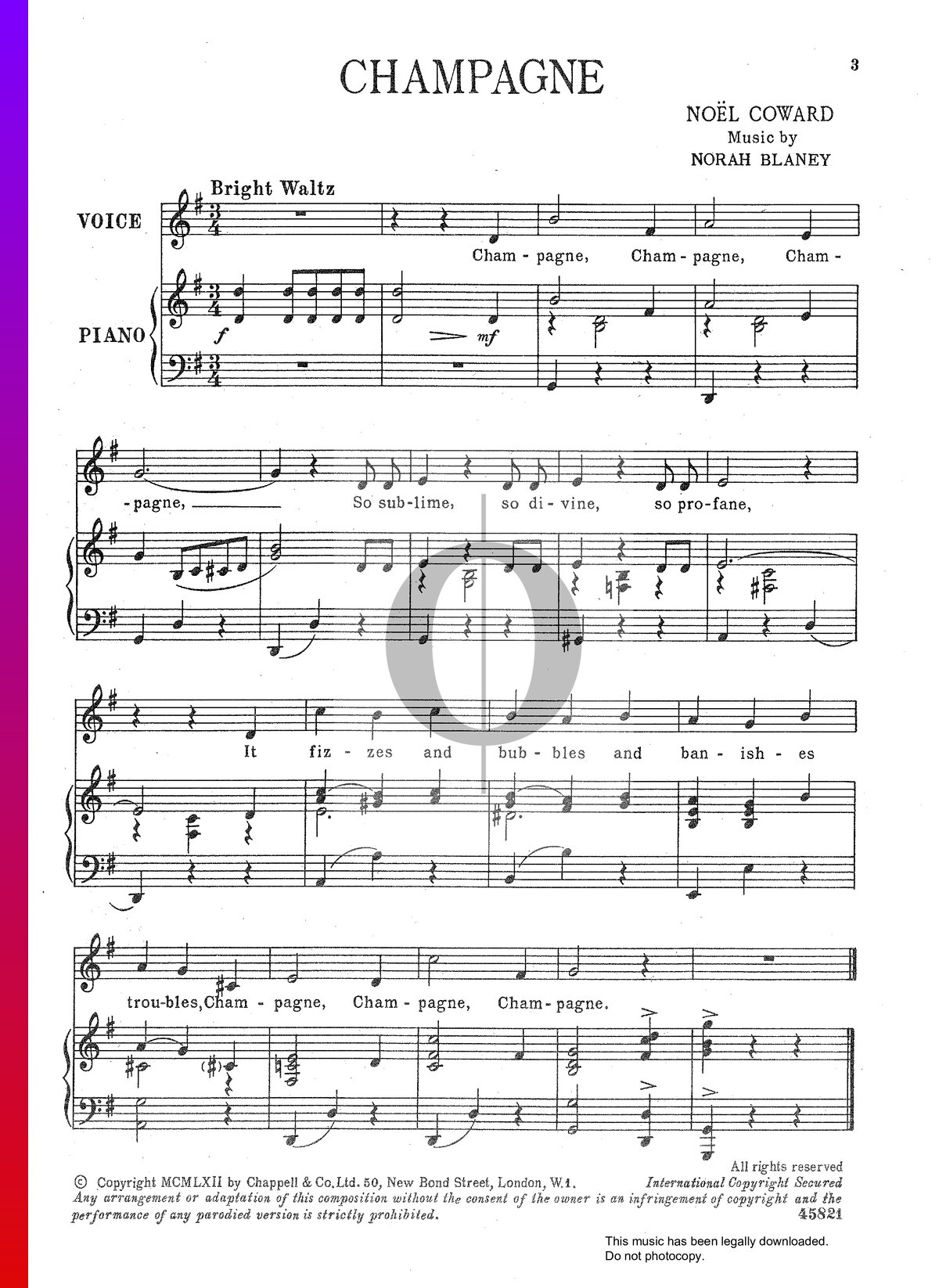Champagne (Norah Blaney) Piano Sheet Music - OKTAV