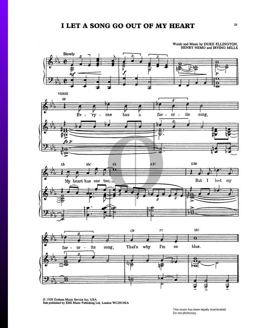 I Let A Song Go Out Of My Heart (Duke Ellington) Piano Sheet Music - OKTAV