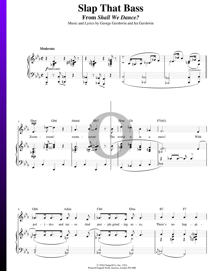 Slap That Bass (George Gershwin) Piano Sheet Music - OKTAV