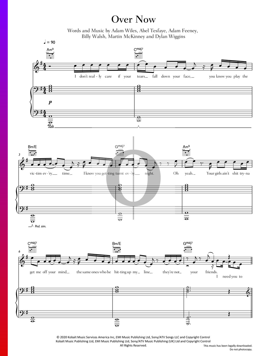 Over Now (Calvin Harris, The Weeknd) Piano Sheet Music - OKTAV