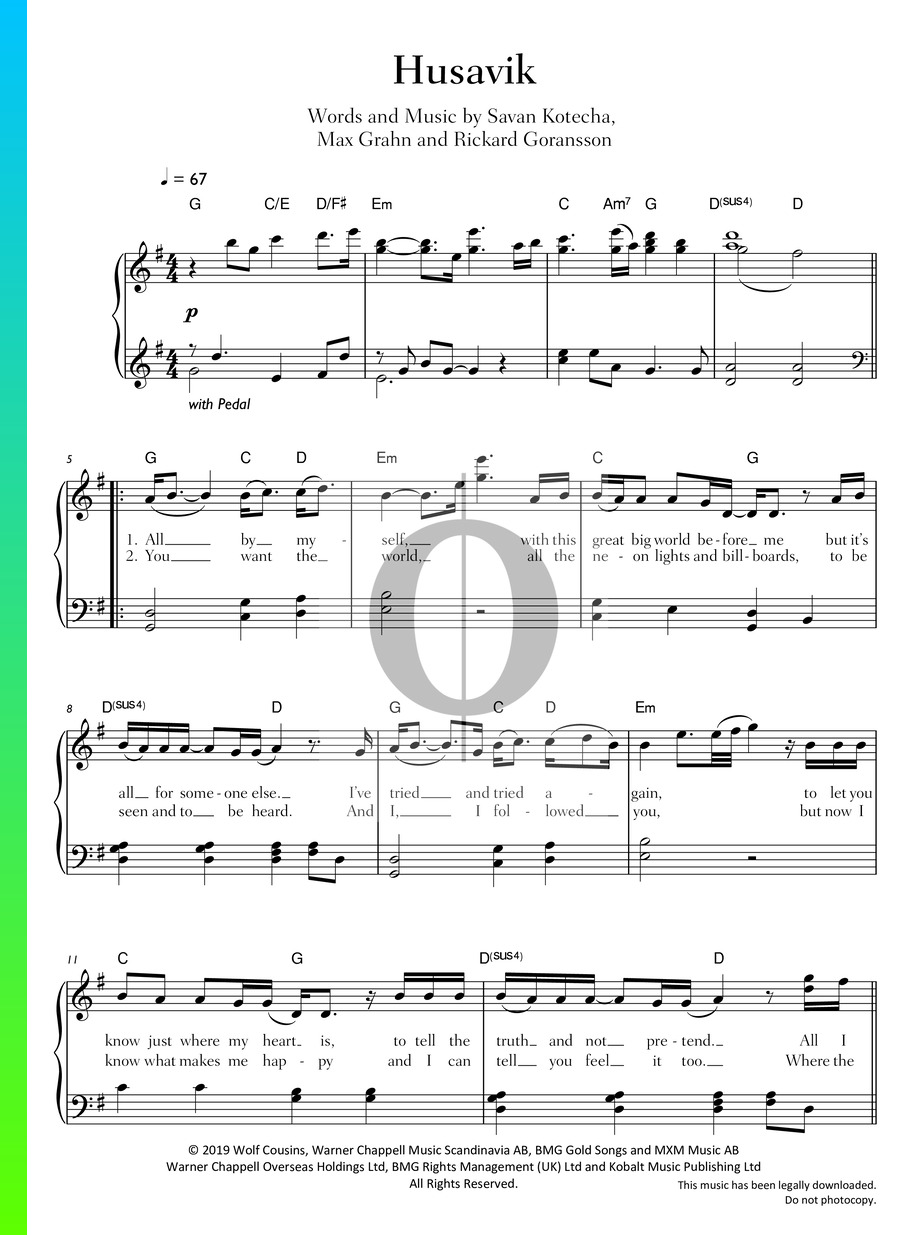 Husavik (My Hometown) Piano Sheet Music from Eurovision Song Contest ...
