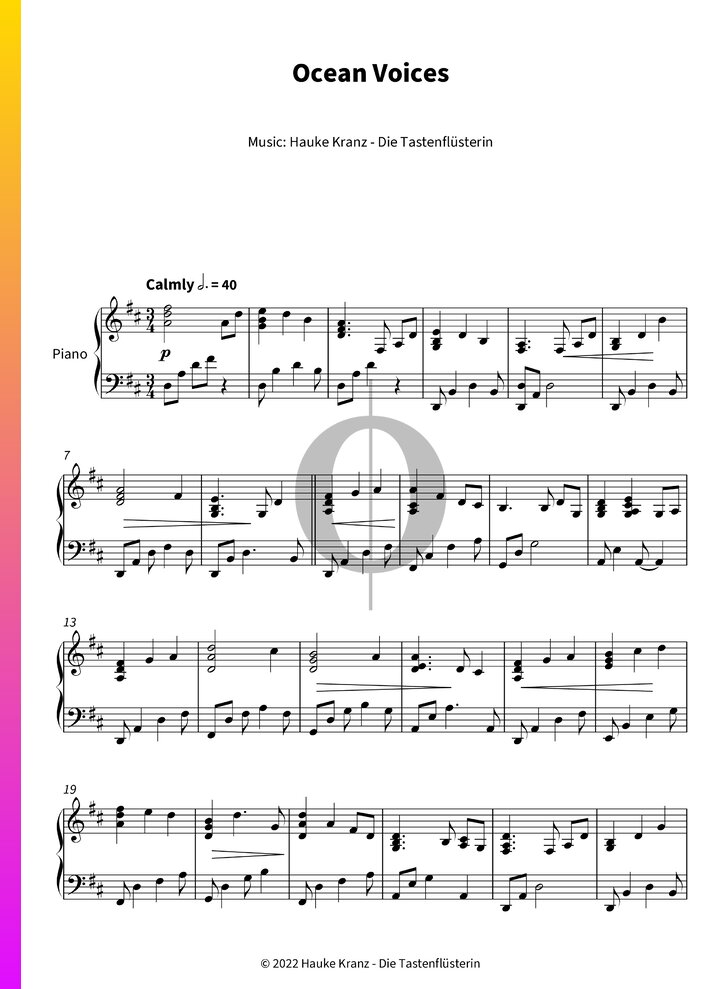 Ocean Voices (Hauke Kranz - Die Tastenflüsterin) Piano Sheet Music - OKTAV