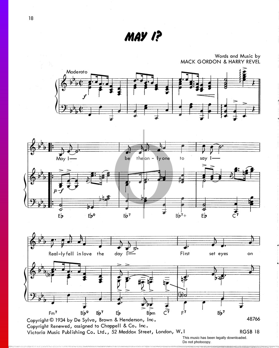 May I? (Bing Crosby) Piano Sheet Music - OKTAV