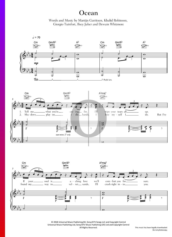 Ocean (Martin Garrix, Khalid) Piano Sheet Music - OKTAV