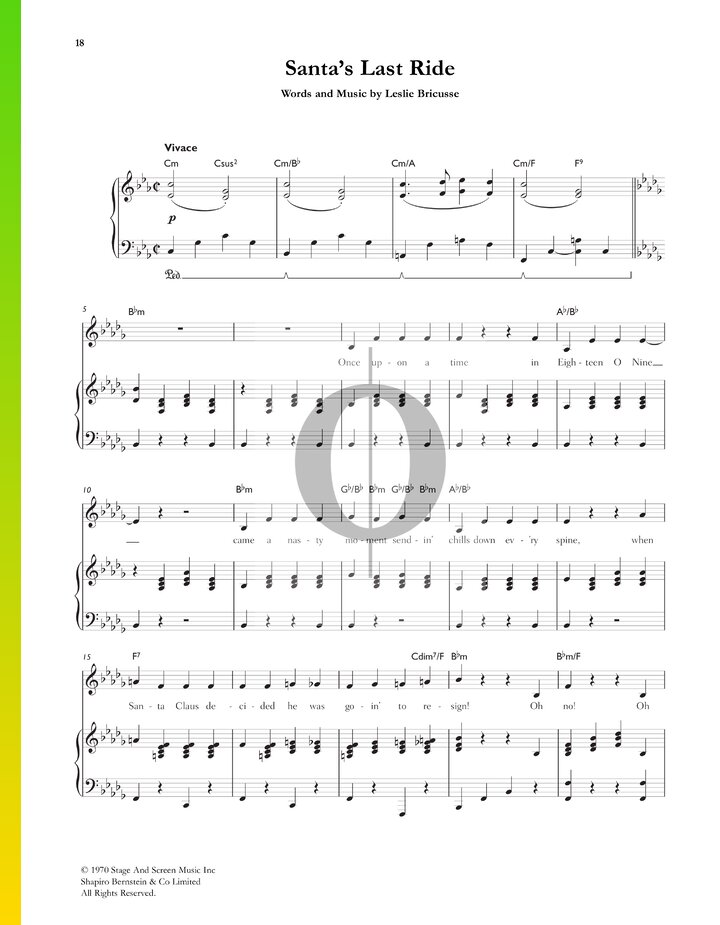 Santa’s Last Ride (Leslie Bricusse) Piano Sheet Music - OKTAV