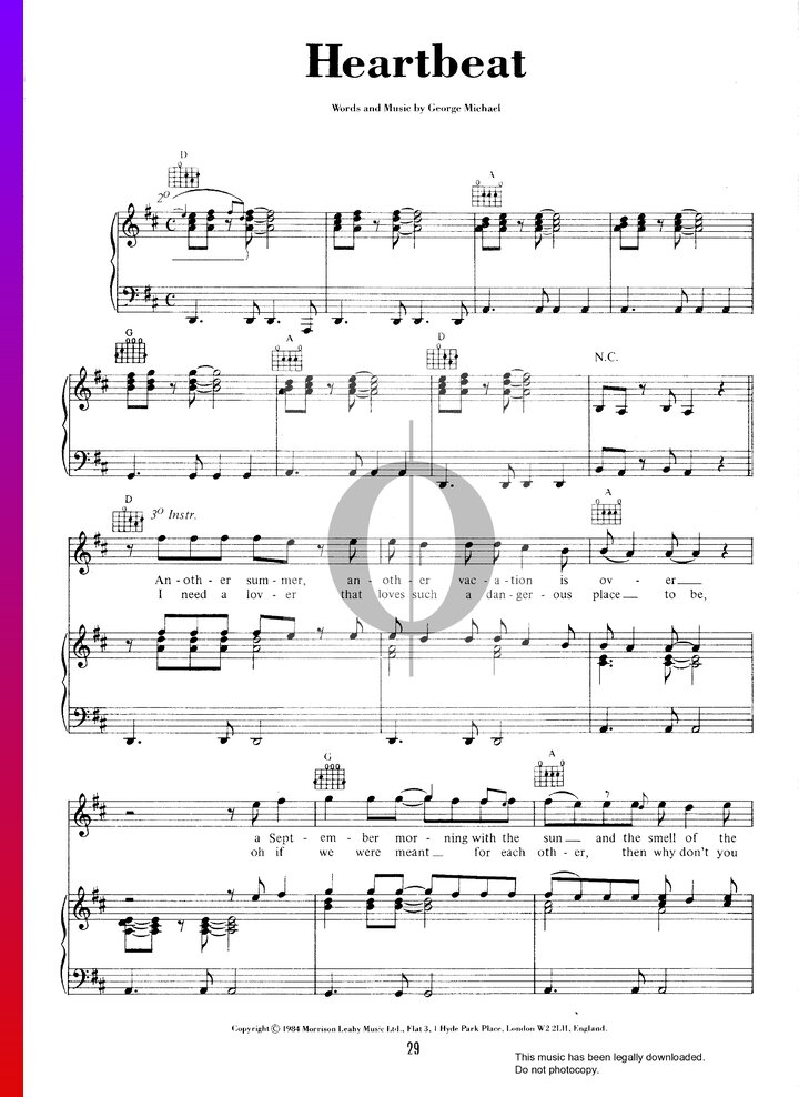 Heartbeat » Wham! - Partitions de piano - OKTAV