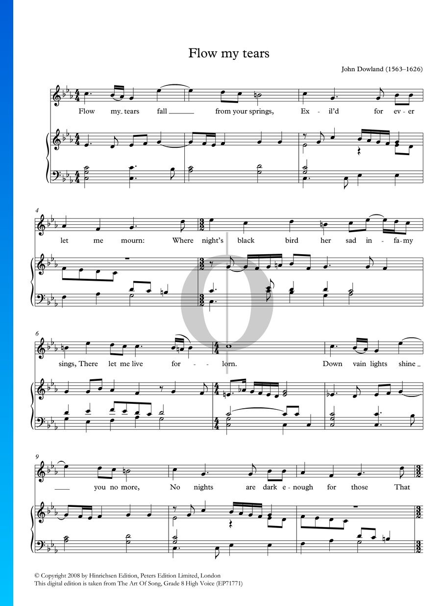Flow My Tears (John Dowland) Piano Sheet Music - OKTAV