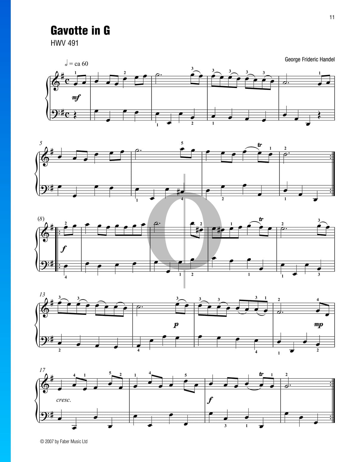 Gavotte in G, HWV 491 (Georg Friedrich Händel) Piano Sheet Music - OKTAV