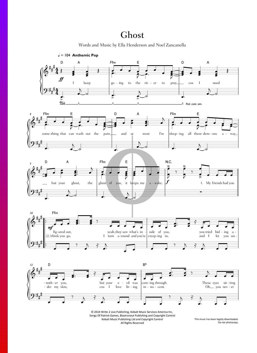 Ghost » Ella Henderson - Partitions de piano - OKTAV