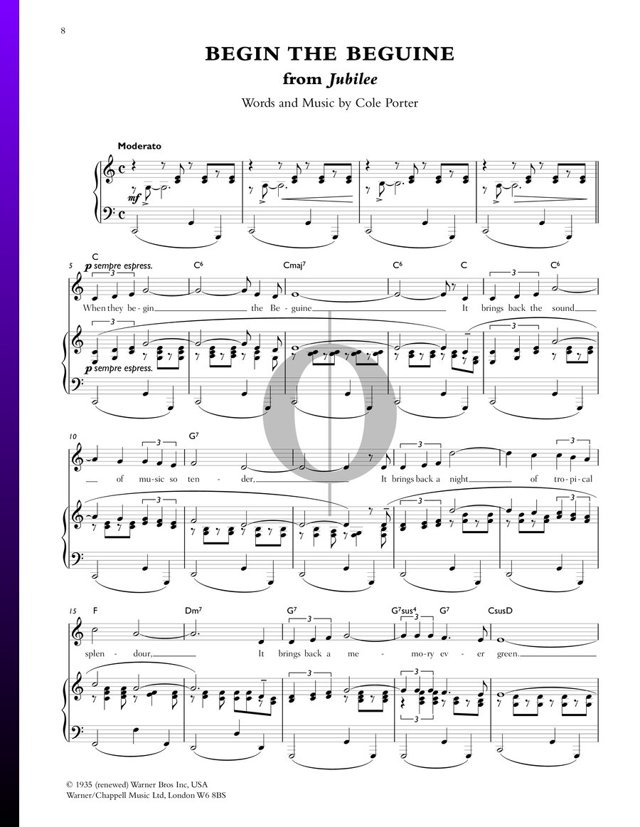 Begin The Beguine (Cole Porter) Piano Sheet Music - OKTAV