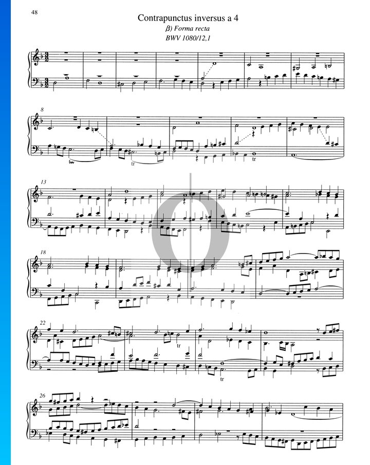 Contrapunctus 12, BWV 1080/12,1 (Johann Sebastian Bach) Piano Sheet ...