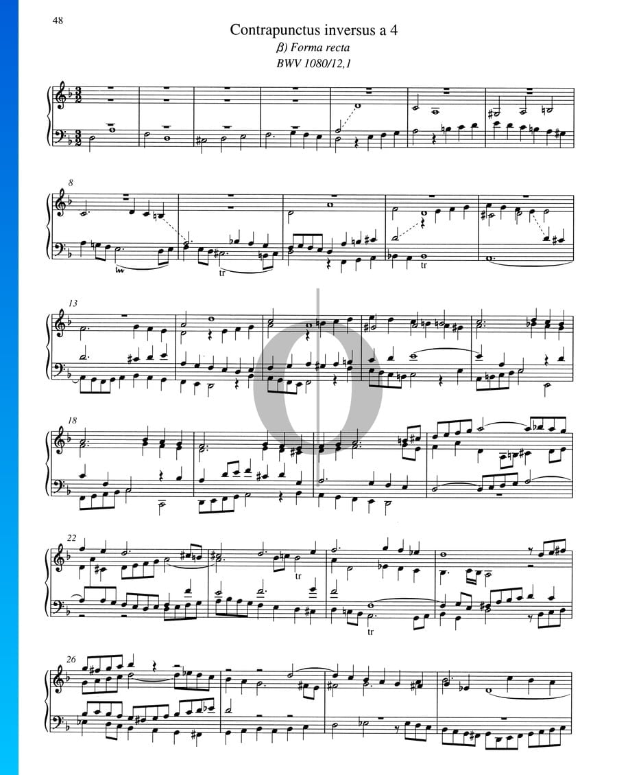 Contrapunctus 12, BWV 1080/12,1 (Johann Sebastian Bach) Piano Sheet ...