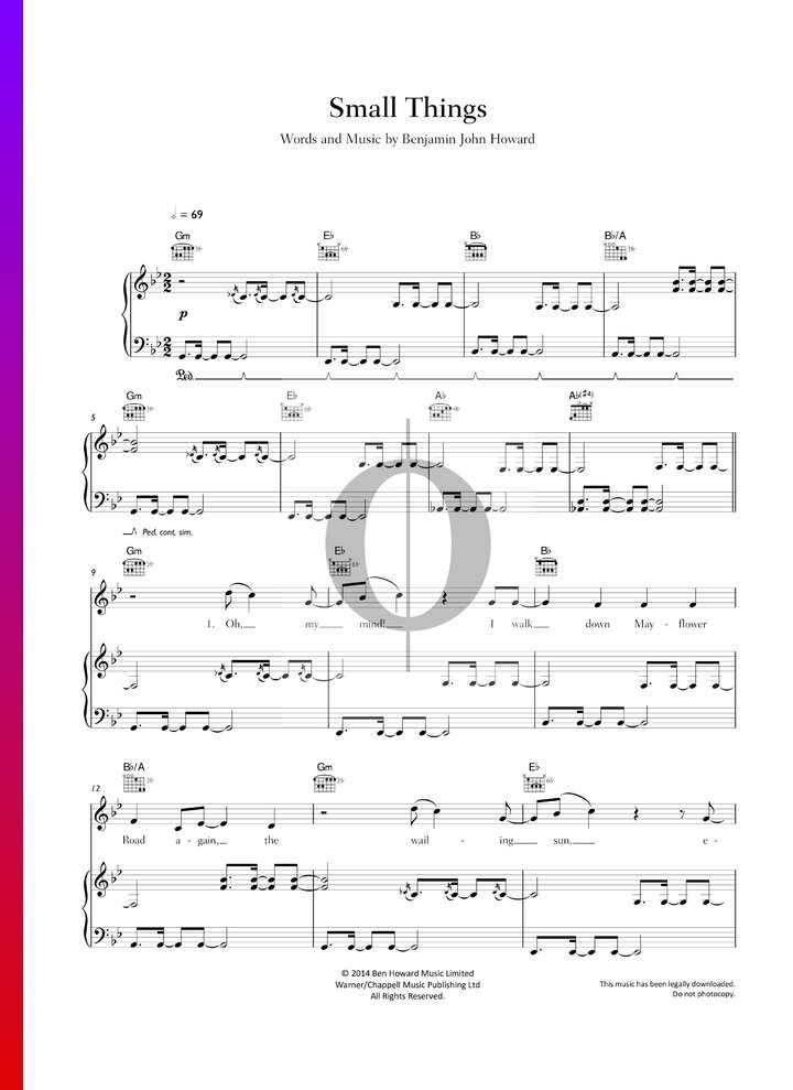 Small Things (Ben Howard) Piano Sheet Music - OKTAV