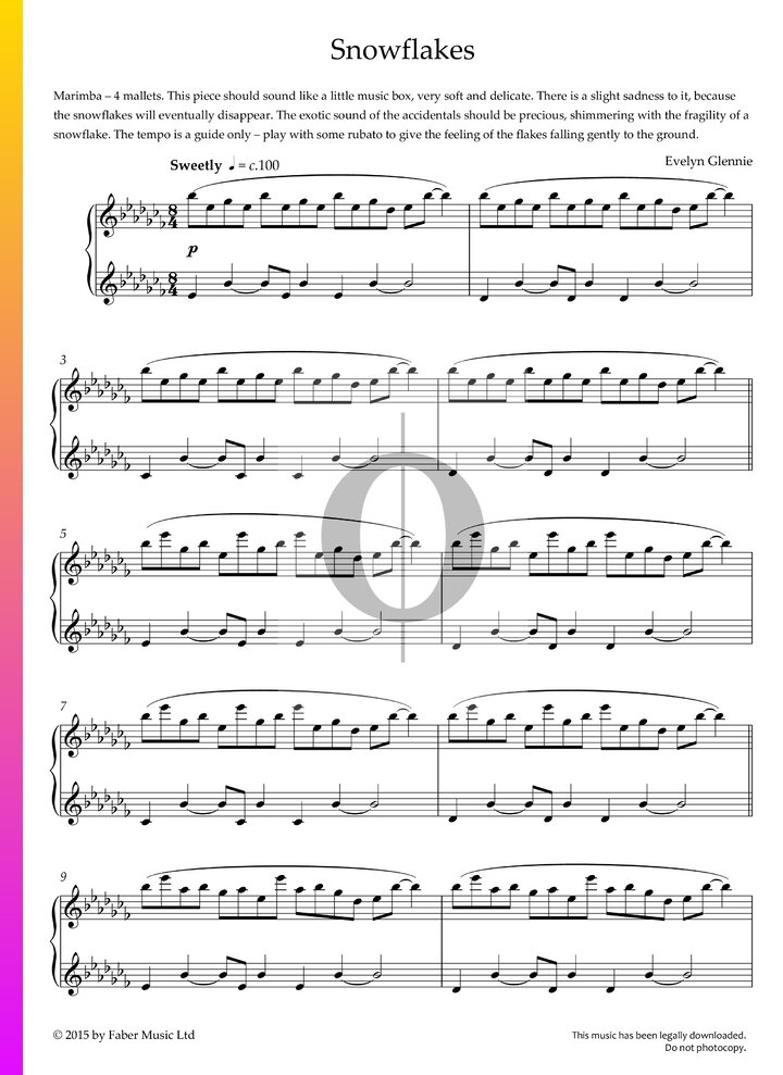 Snowflakes (Evelyn Glennie) Piano Sheet Music - OKTAV