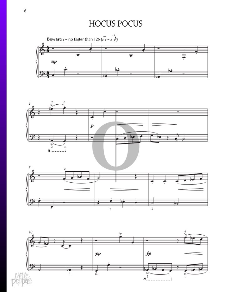 Hocus Pocus (Elissa Milne) Piano Sheet Music - OKTAV