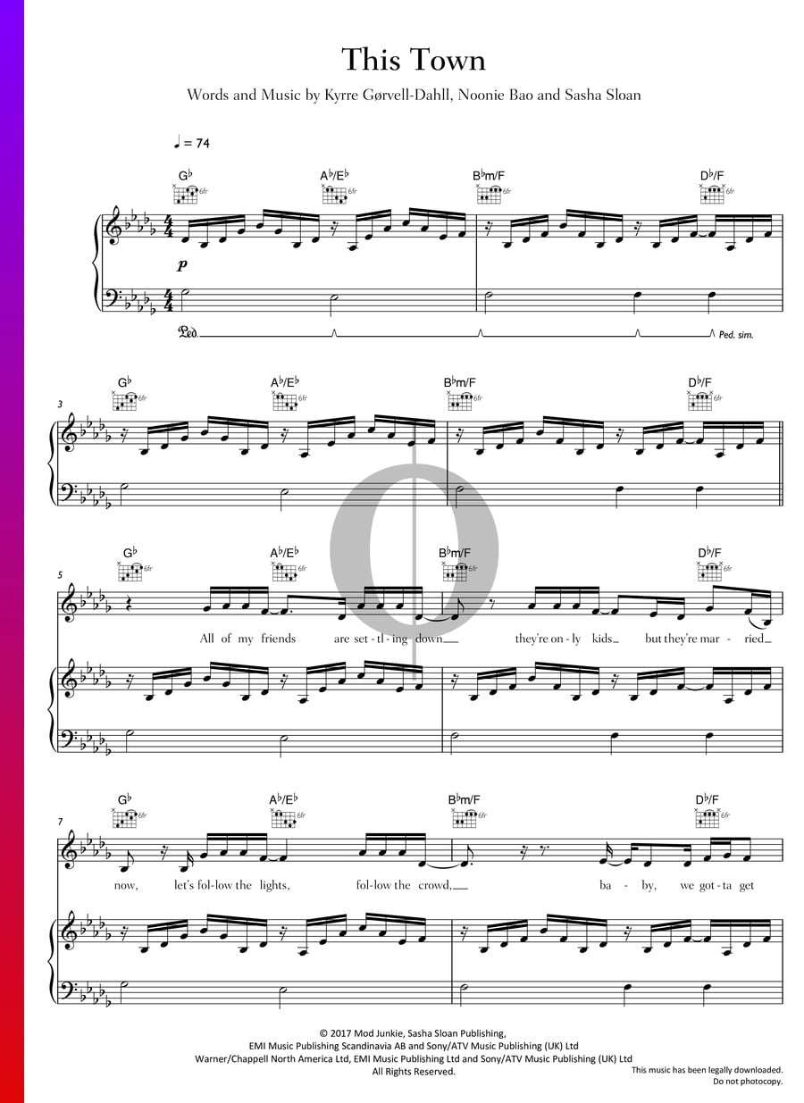 This Town (Kygo) (Kygo, Sasha Sloan) Piano Sheet Music - OKTAV