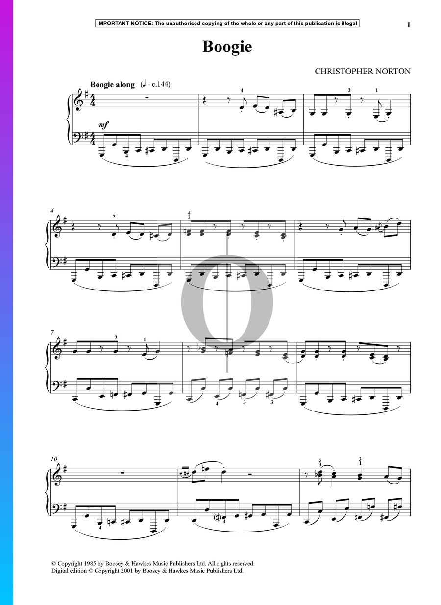 Boogie (Christopher Norton) Piano Sheet Music - OKTAV
