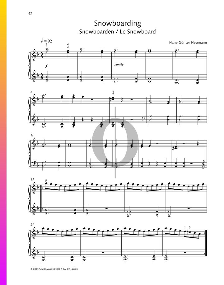 Snowboarding (Hans-Günter Heumann) Piano Sheet Music - OKTAV