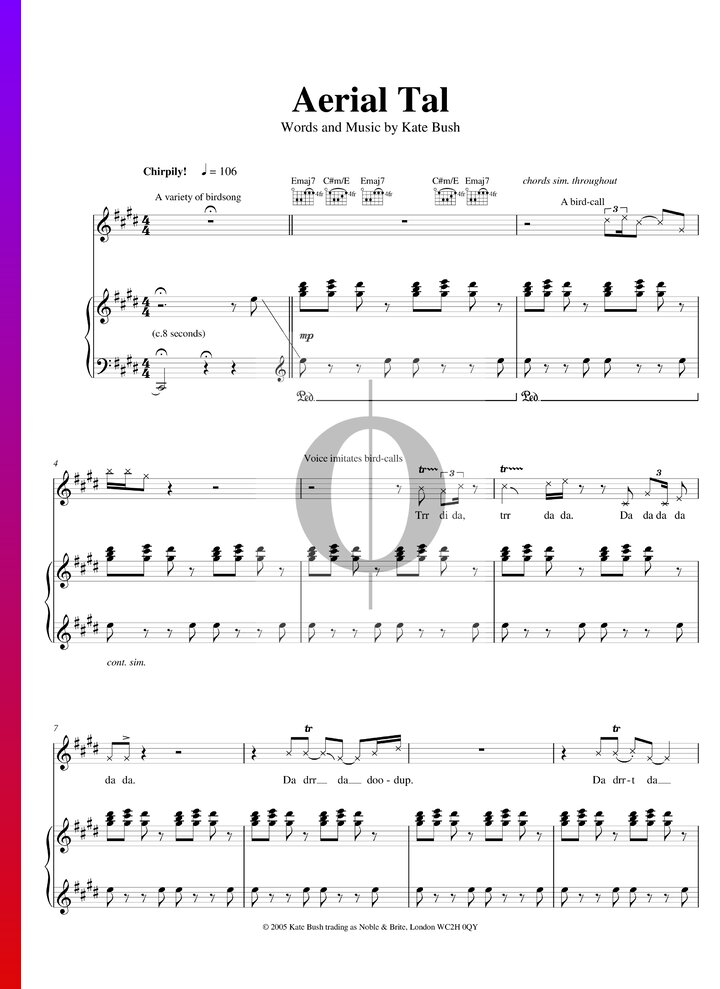 Aerial Tal Sheet Music (Piano, Guitar, Voice) - OKTAV