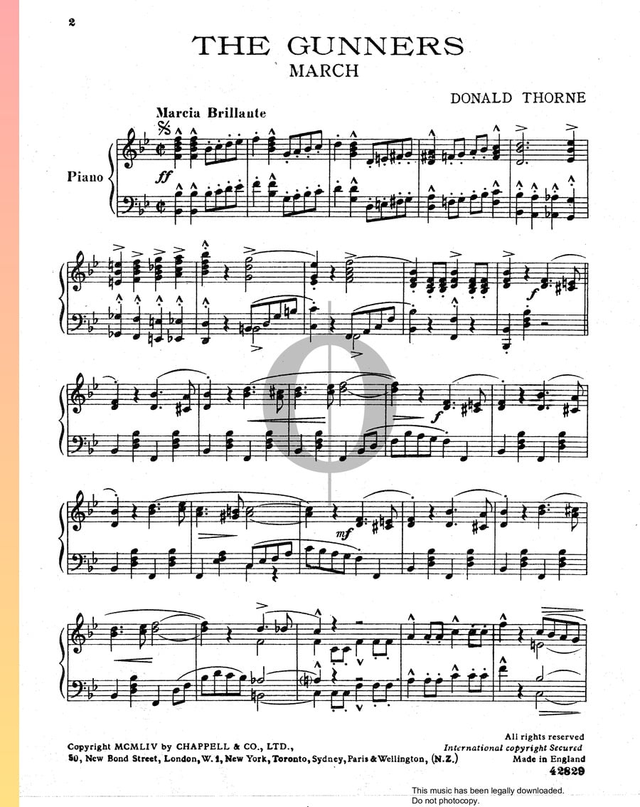 The Gunners (Donald Thorne) Piano Sheet Music - OKTAV