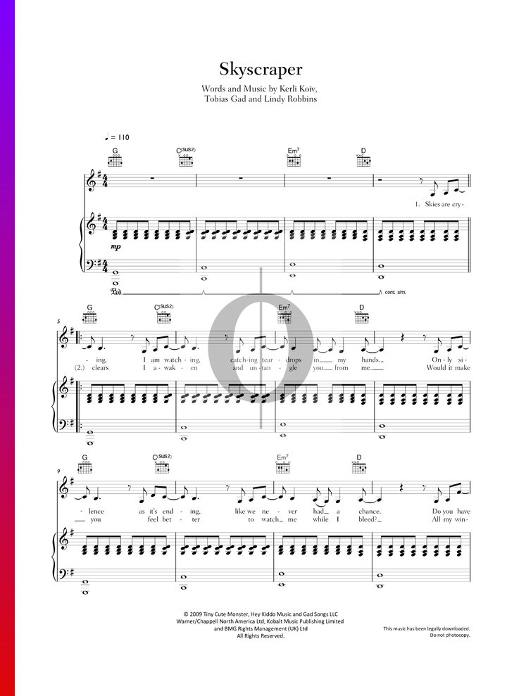 Skyscraper (Demi Lovato) Piano Sheet Music - OKTAV