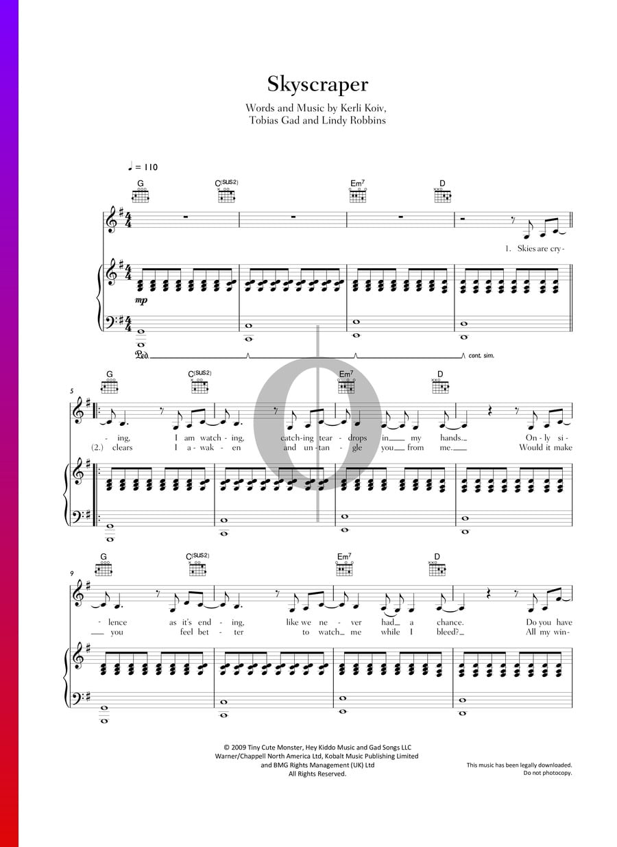 Skyscraper (Demi Lovato) Piano Sheet Music - OKTAV